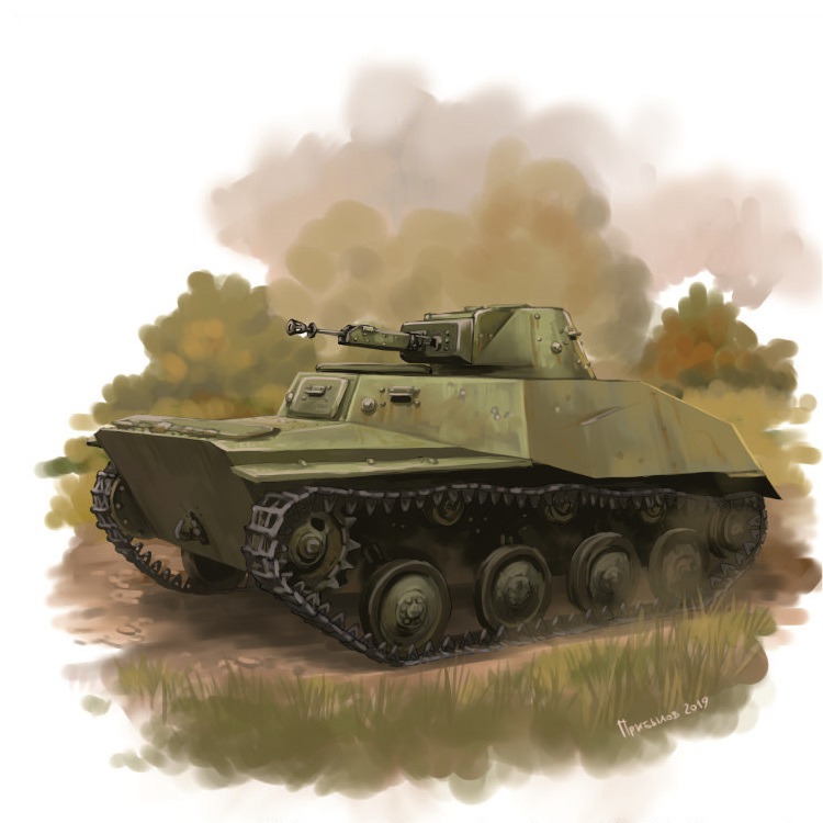 T-40 Soviet amfibious tank w. DShK HMG - lubart-miniatures.com